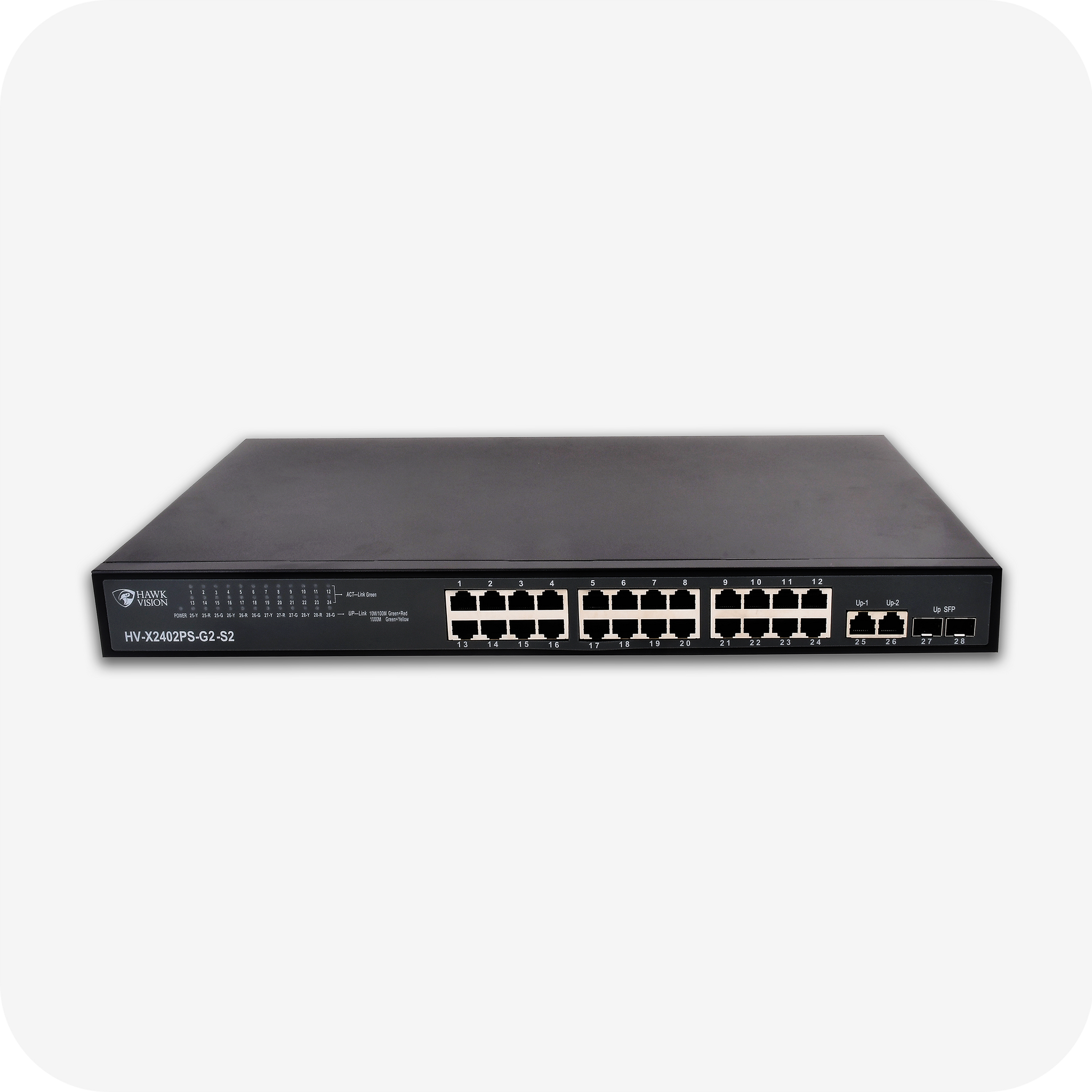 HV-X2402PS-G2-S2 24+2+2 GIGA SFP, LAN UPLINK PoE SWITCH